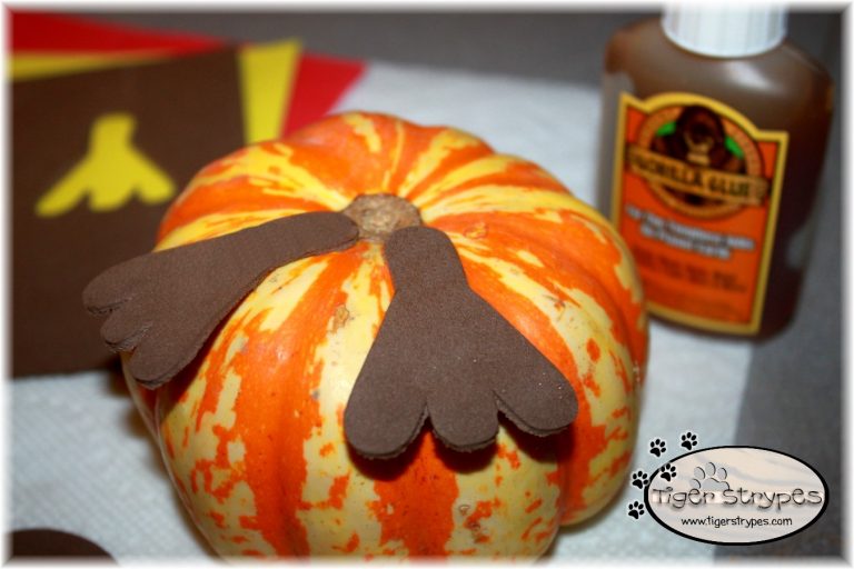 Learn How to Make a Mini Pumpkin Turkey Craft #TigerStrypesBlog