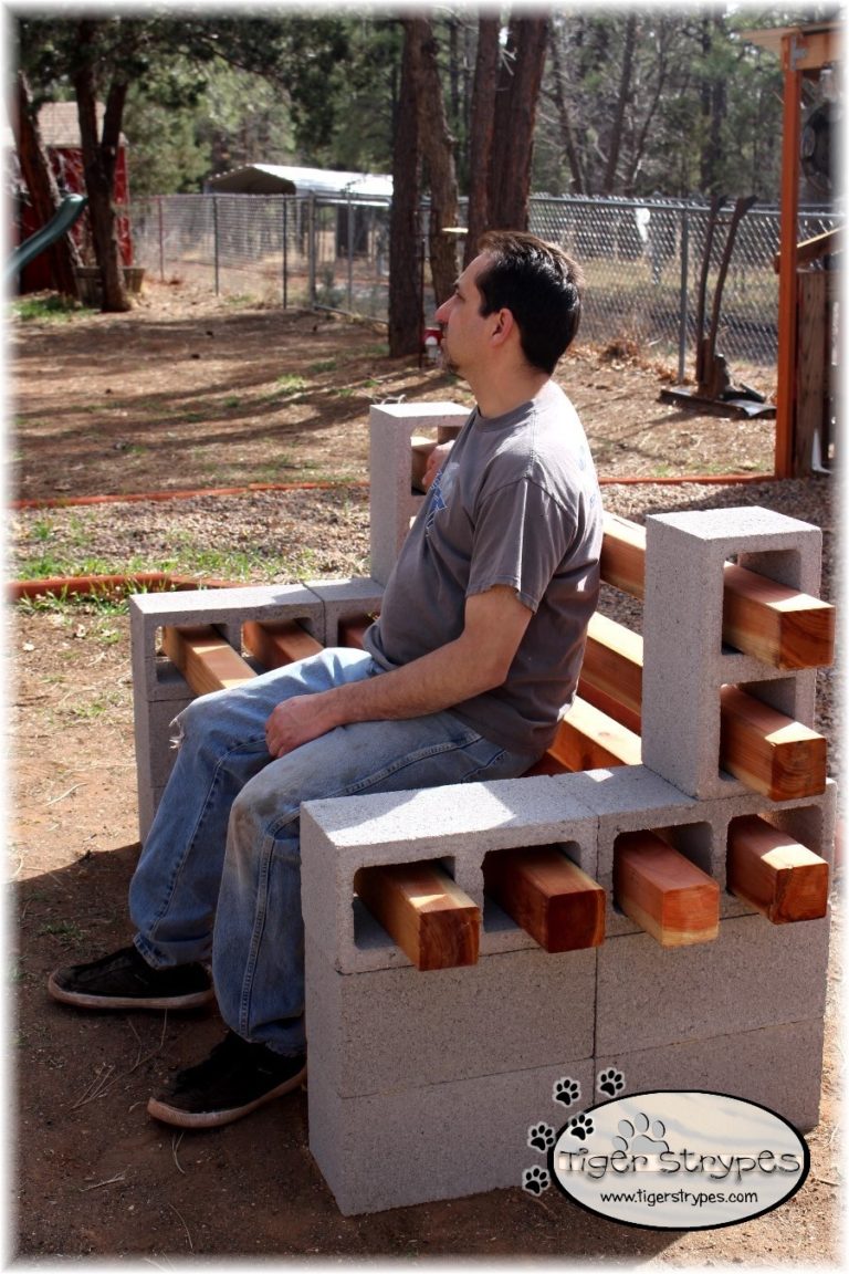 Learn How to Make an Outdoor Brick Bench #TigerStrypesBlog