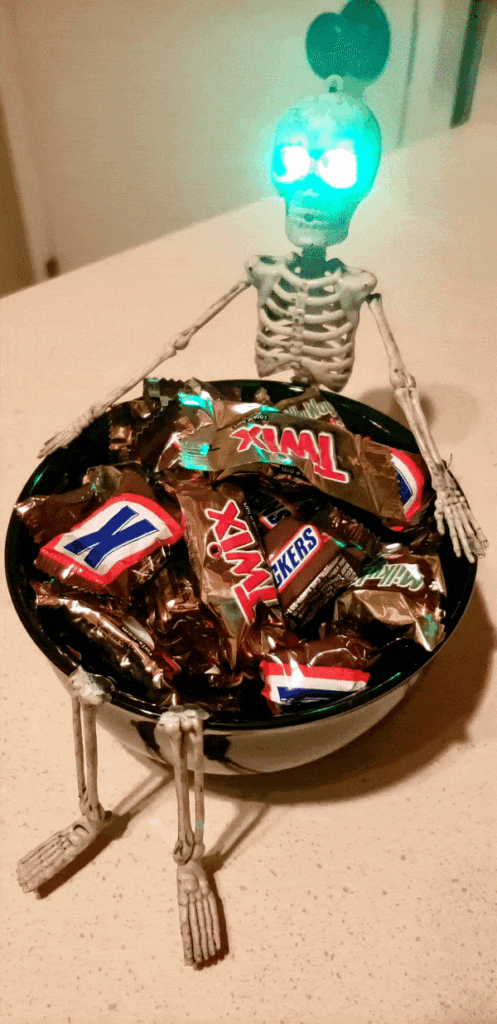 Skeleton Candy Bowl for Halloween #TigerStrypesBlog