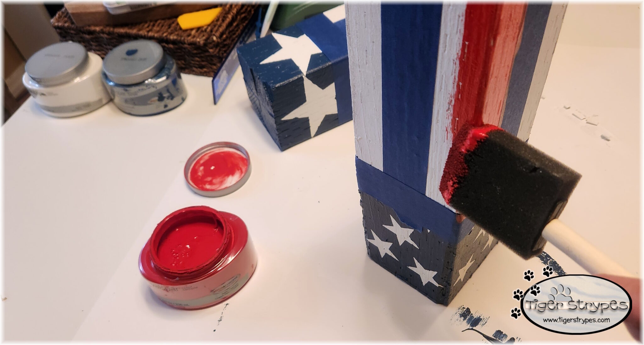 Patriotic Firecrackers from Scrap Wood #TigerStrypesBlog